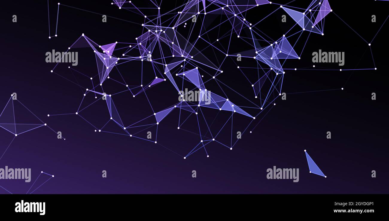 Abstract network communications banner with low poly design Stock Photo ...