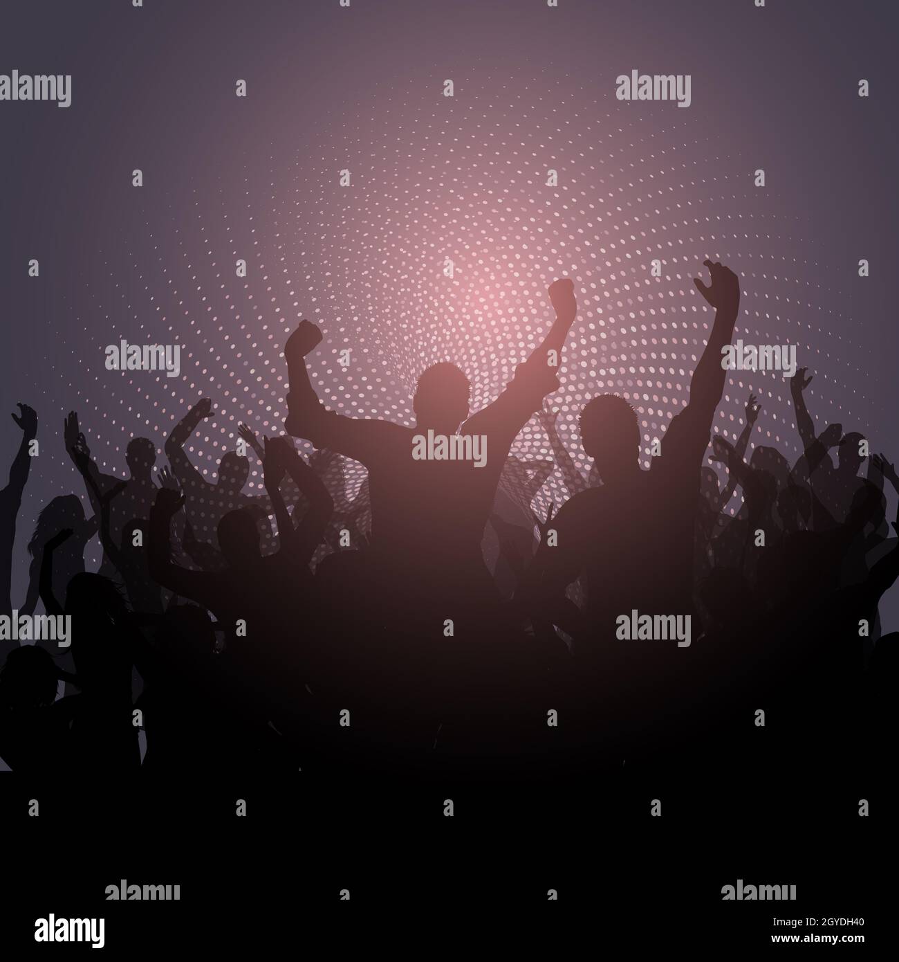 silhouette of a party crowd on abstract dots background Stock Photo - Alamy