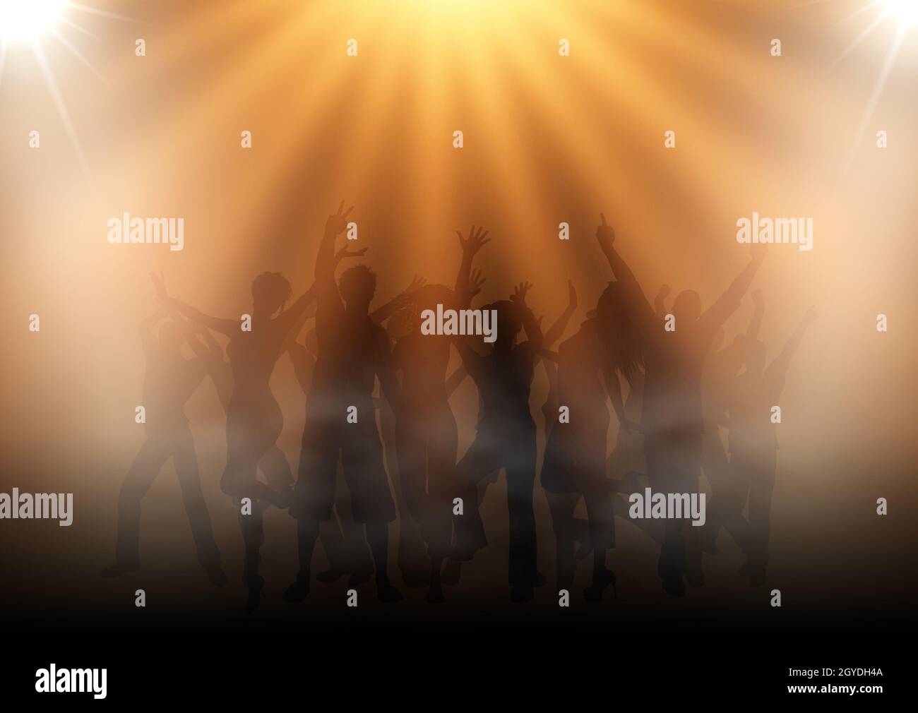 Silhouette of a party crowd in a spotlit smoky atmosphere Stock Photo ...