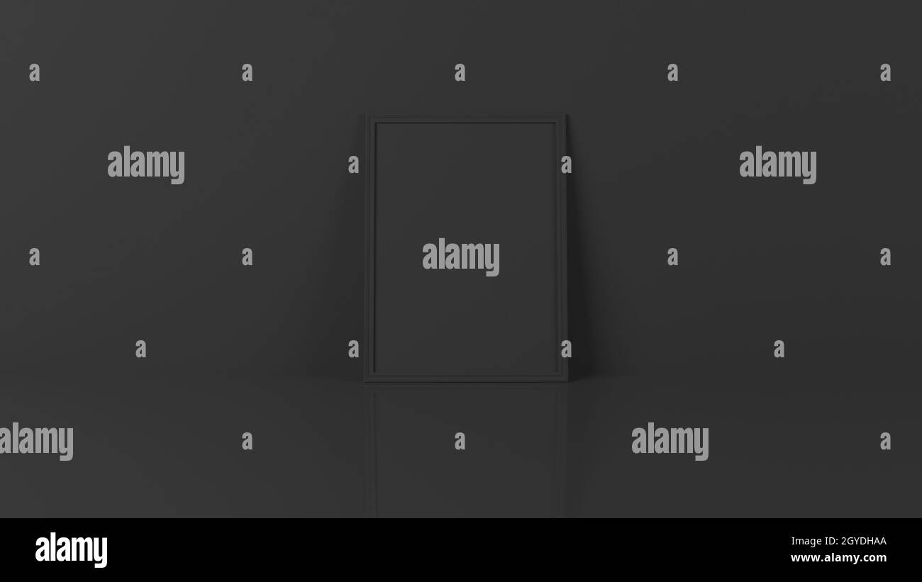 Render of 3D Blank Picture Frames on Empty Wall Stock Photo - Alamy