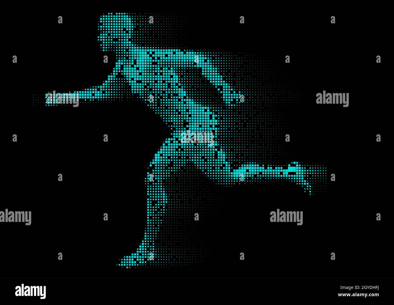 Male figure running with pixelated design Stock Photo - Alamy