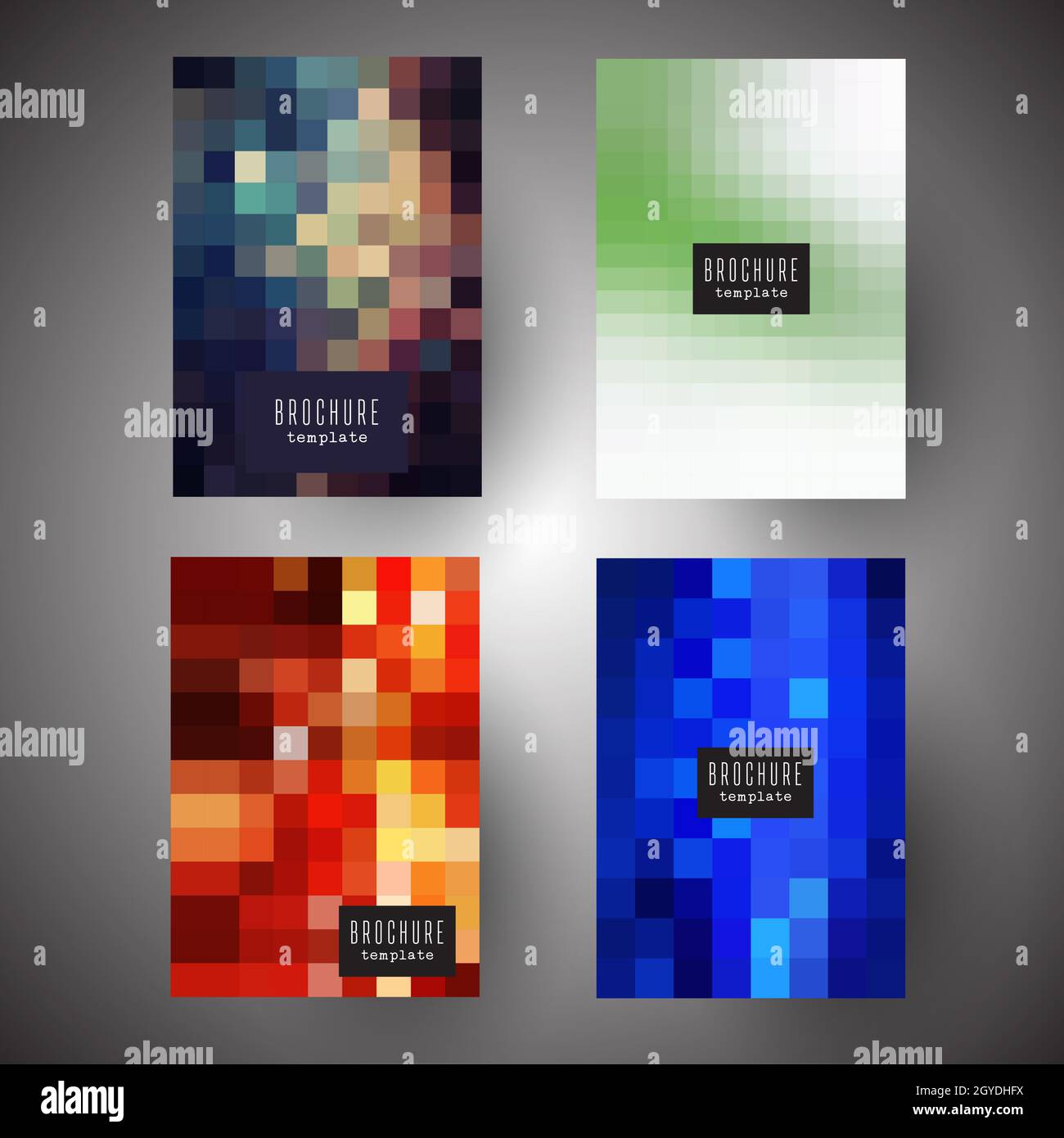 Collection of brochure covers with abstract pixel designs Stock Photo ...