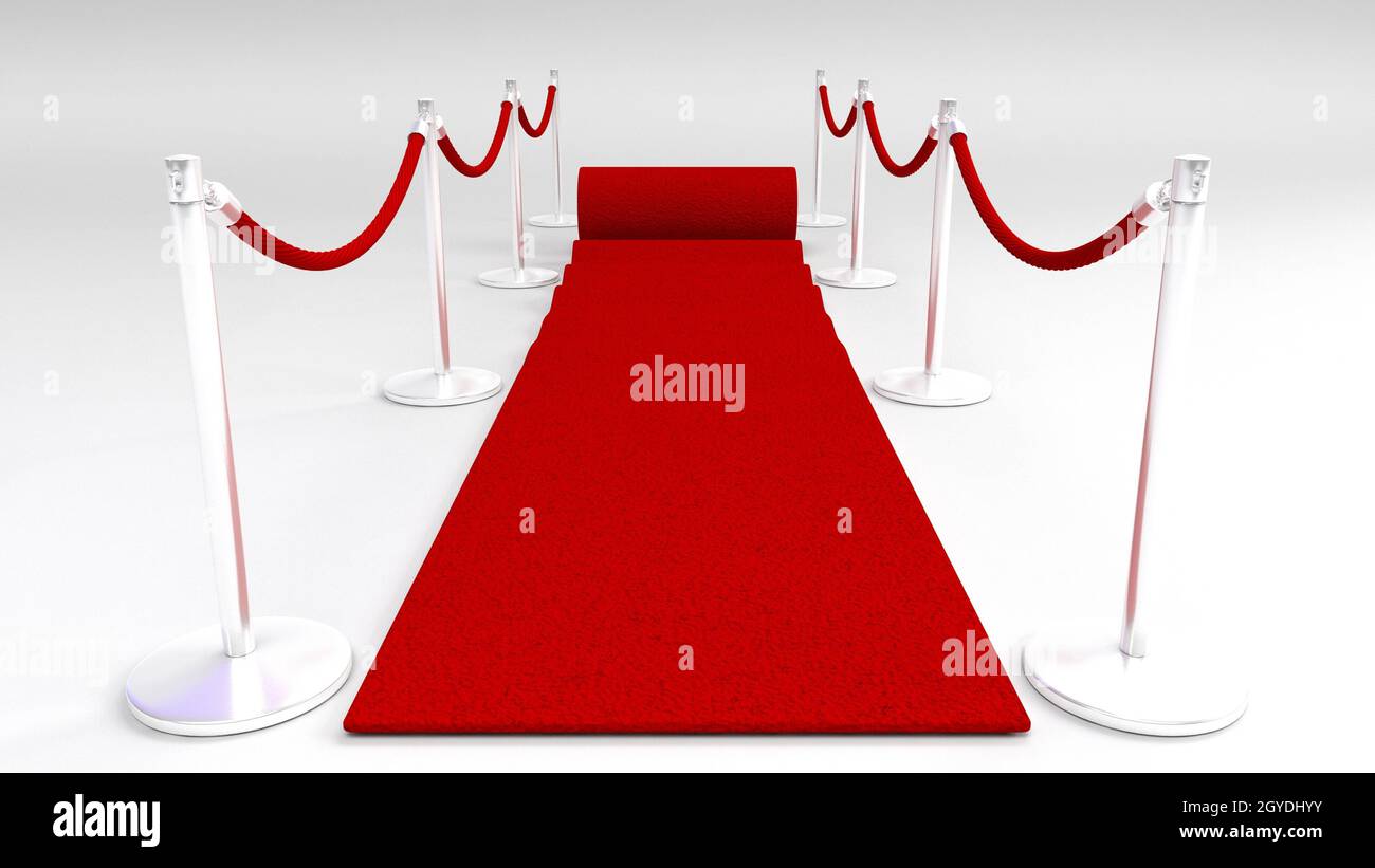 3d render of red carpet on white background Stock Photo - Alamy
