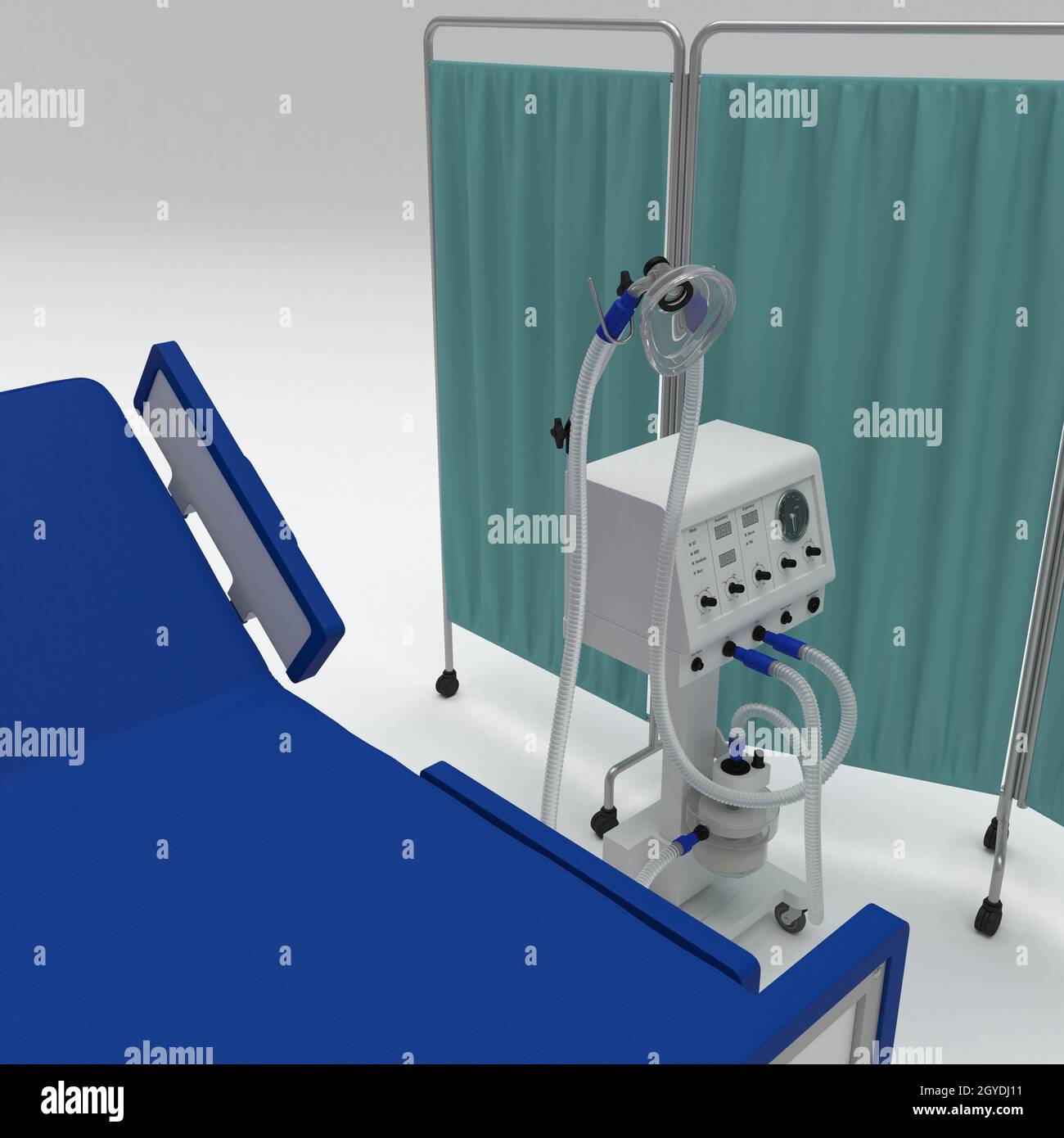 3d render of hospital bed with respirator Stock Photo - Alamy
