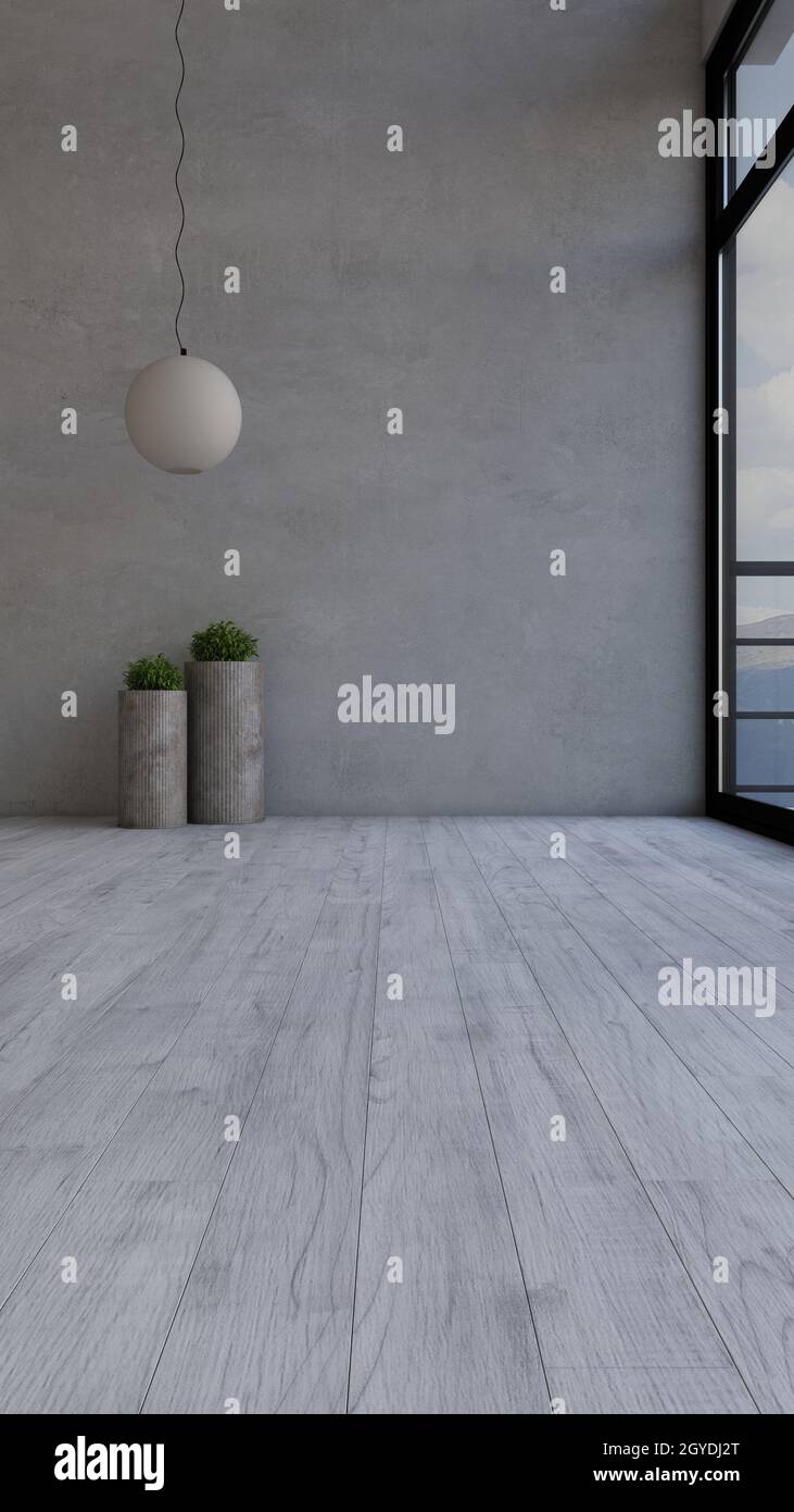 Render of 3D Contemporary Empty Room Stock Photo - Alamy