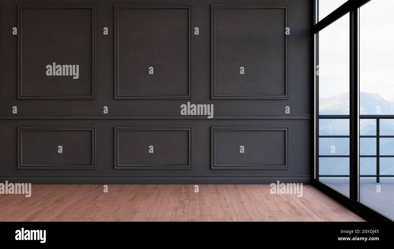 Render of 3D Contemporary Empty Room Stock Photo - Alamy