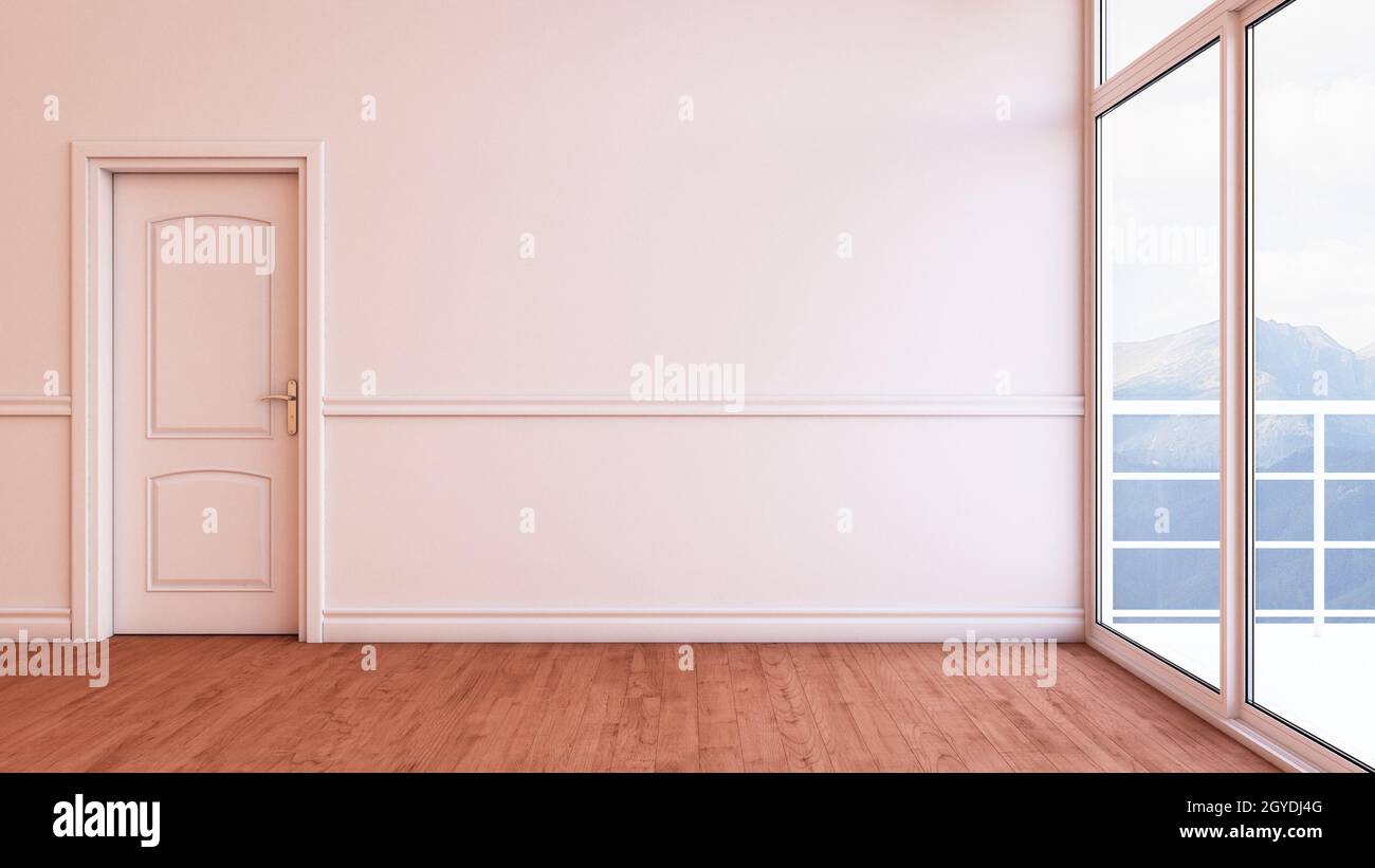 Render of 3D Contemporary Empty Room Stock Photo - Alamy