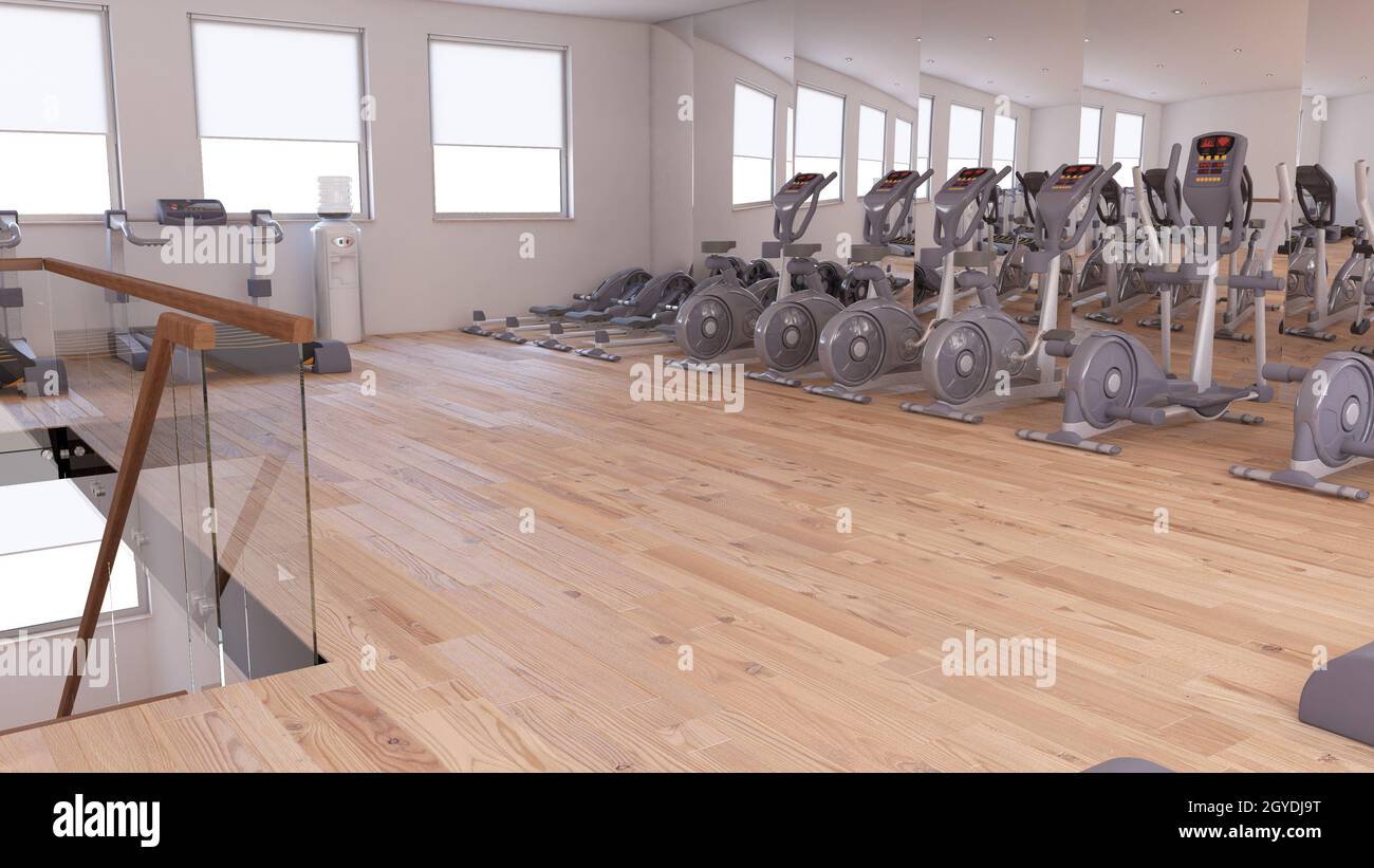 3D Render of a Interior view of a Gym Stock Photo - Alamy