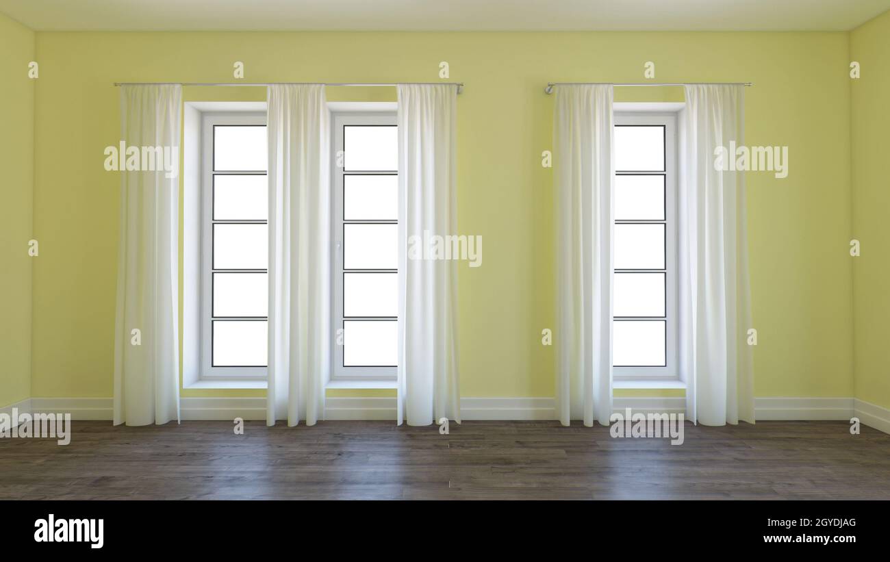 Render of 3D Contemporary Empty Room Stock Photo - Alamy