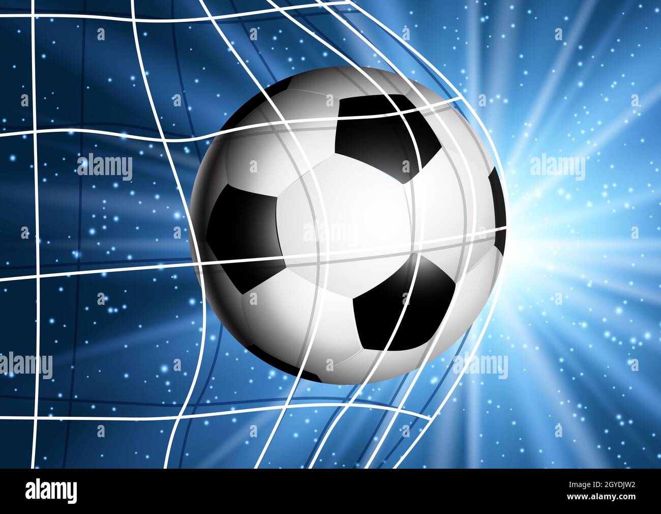 Football or soccer ball flying into the goal net Stock Photo - Alamy