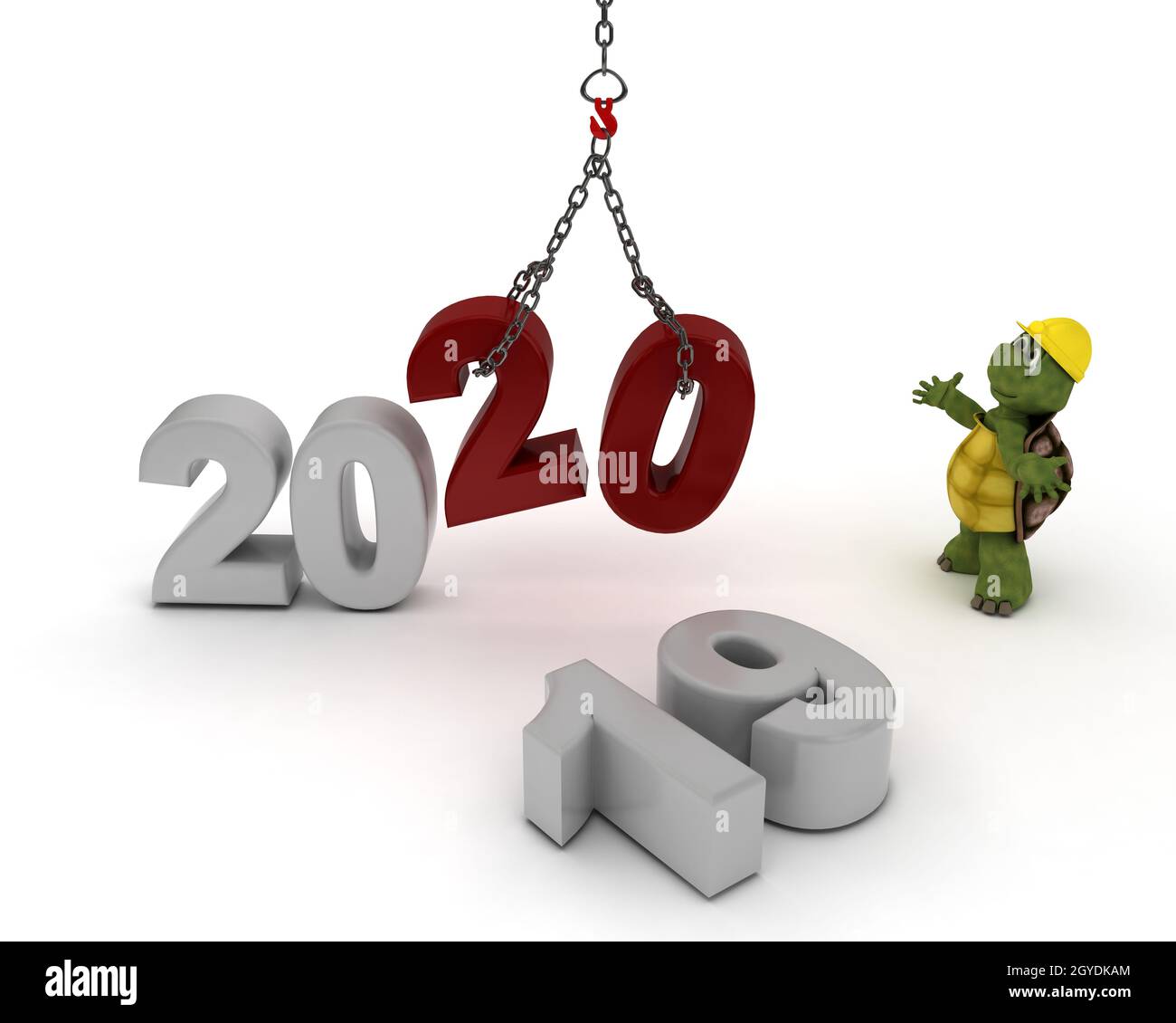 3D render of a tortoise with Celebrating the New Year Stock Photo - Alamy