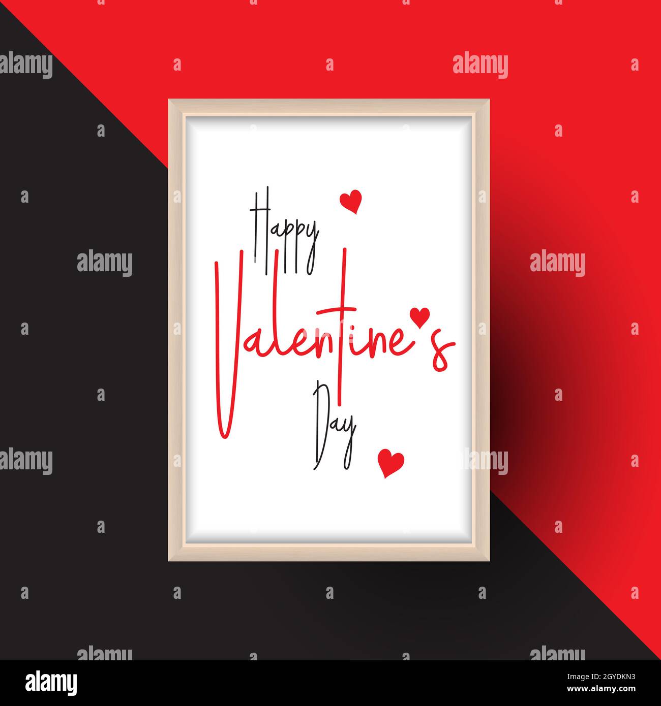 Valentines Day background with decorative text in a wooden frame Stock ...
