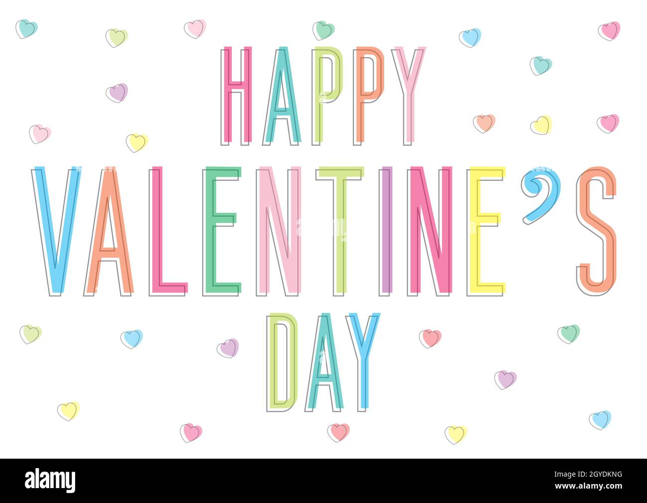 Valentine's Day background with colourful text design Stock Photo - Alamy