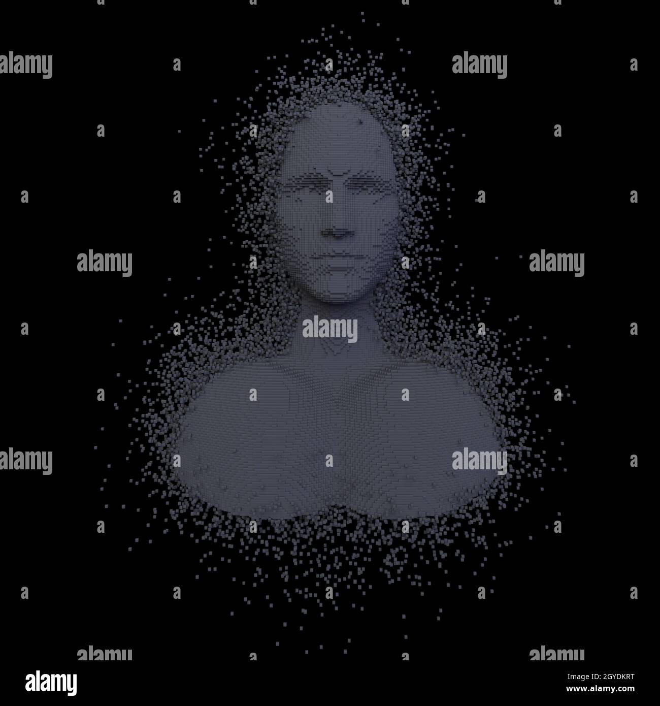 3d render of Abstract voxel human face Stock Photo - Alamy