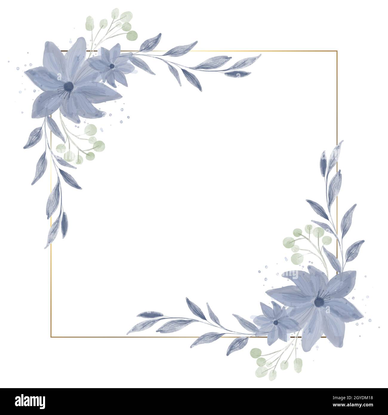 Decorative border with handpainted watercolour floral design Stock ...