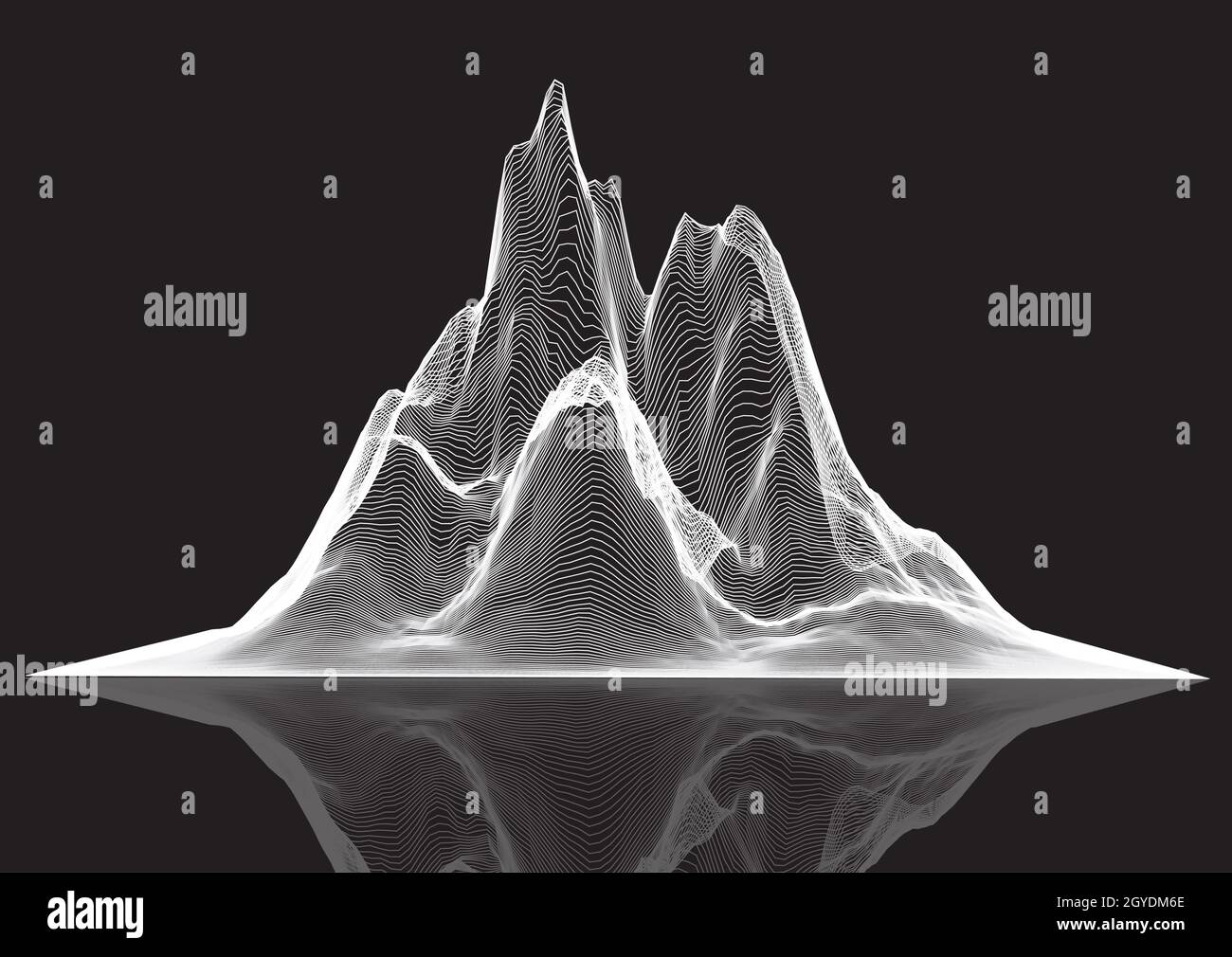 3D style landscape of a wireframe peaked mountain design Stock Photo ...