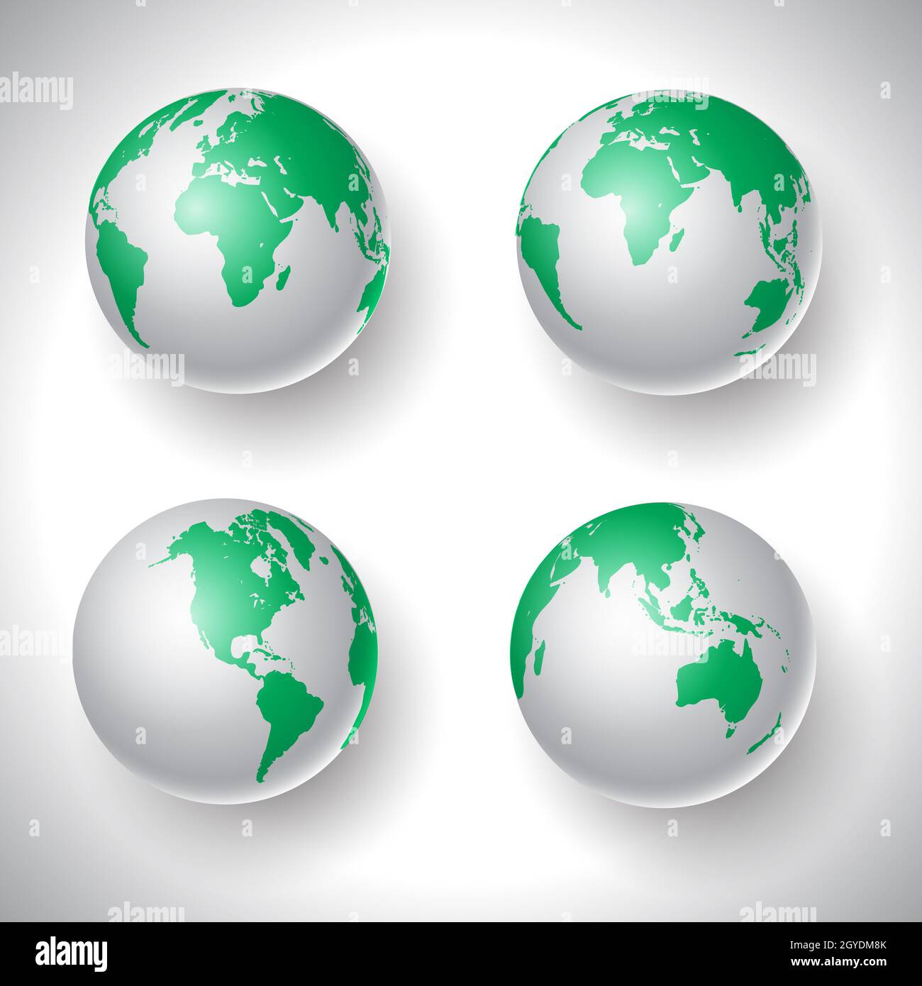 Collection of four world globes Stock Photo - Alamy