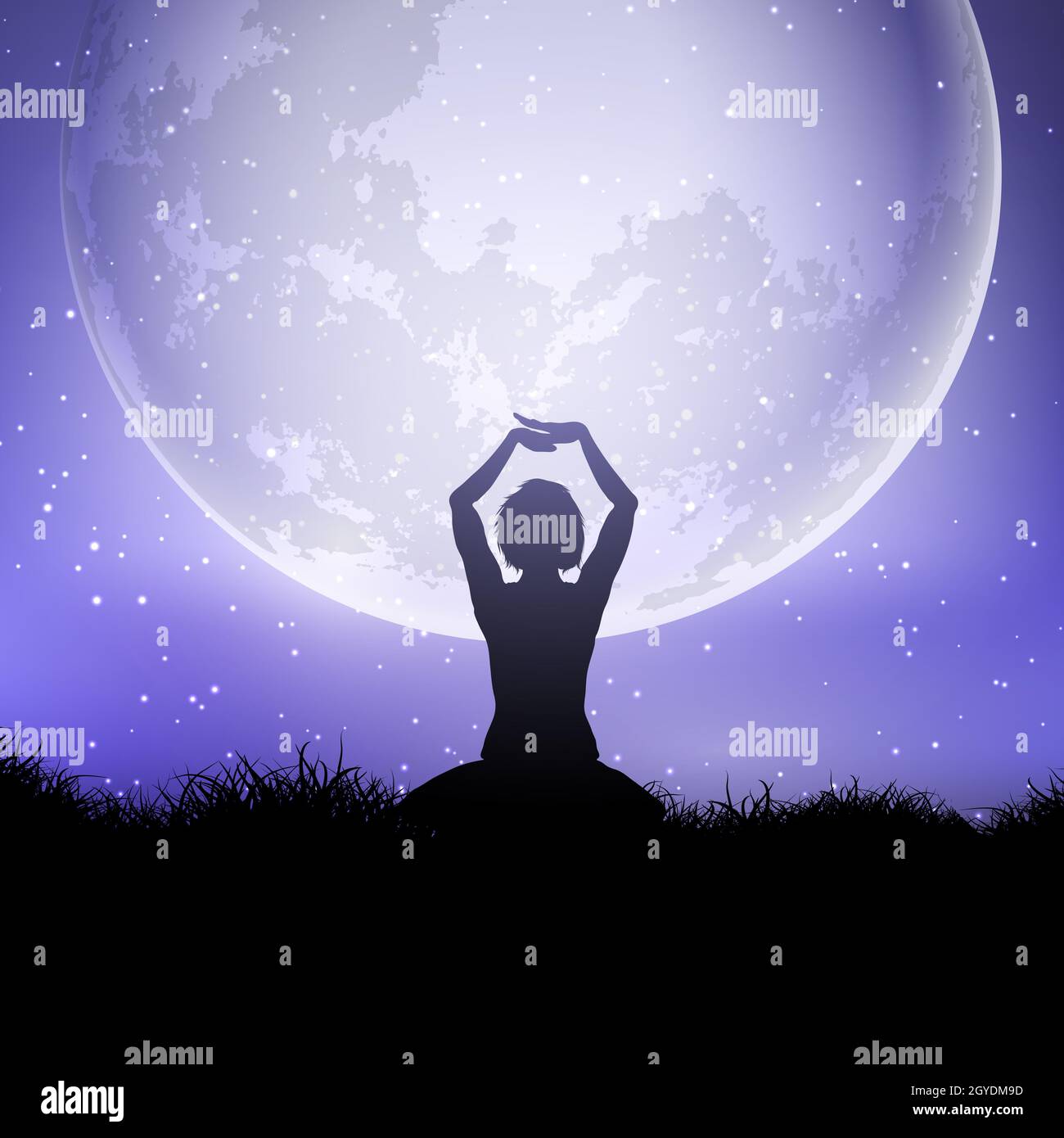 Moon girl yoga pose hi-res stock photography and images - Alamy