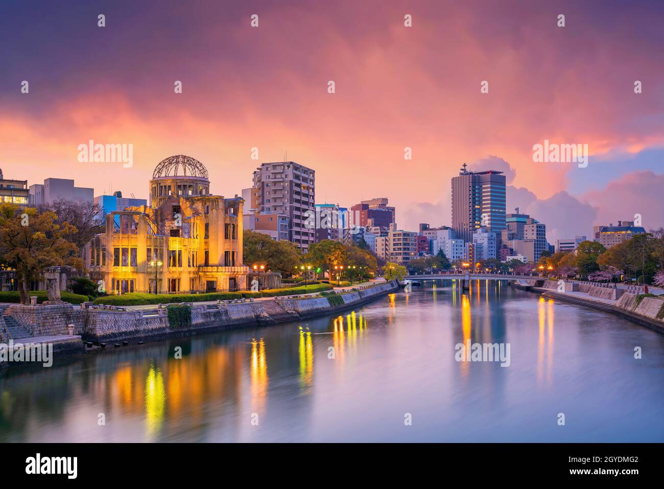 View of Hiroshima skyline with the atomic bomb dome in Japan. UNESCO World Heritage Site Stock ...