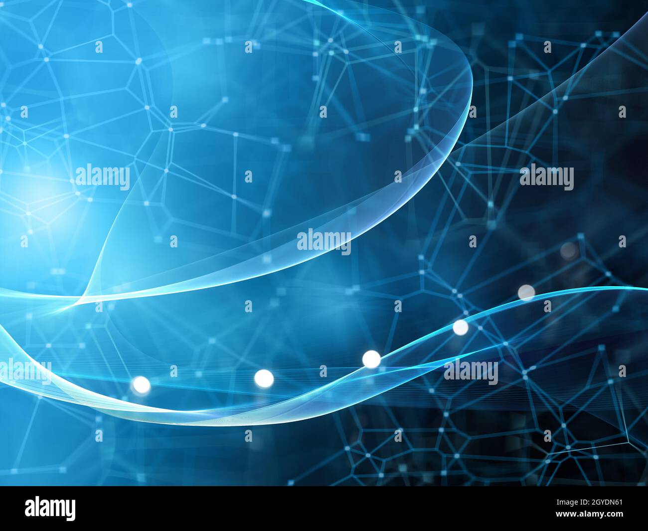 3D abstract techno background with flowing lines and connecting lines ...