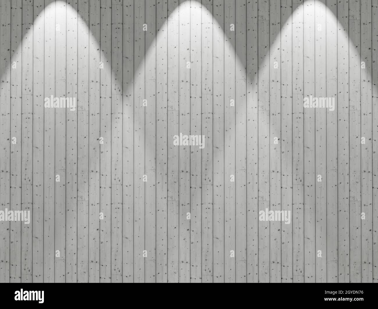 3D render of a white wooden wall with spotlights shining down Stock ...