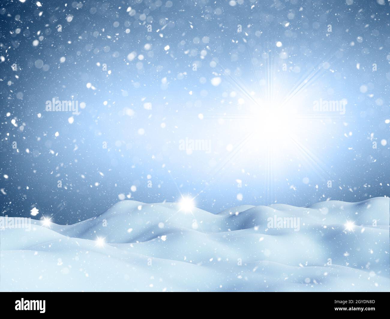 3D render of a Christmas background with falling snow Stock Photo - Alamy