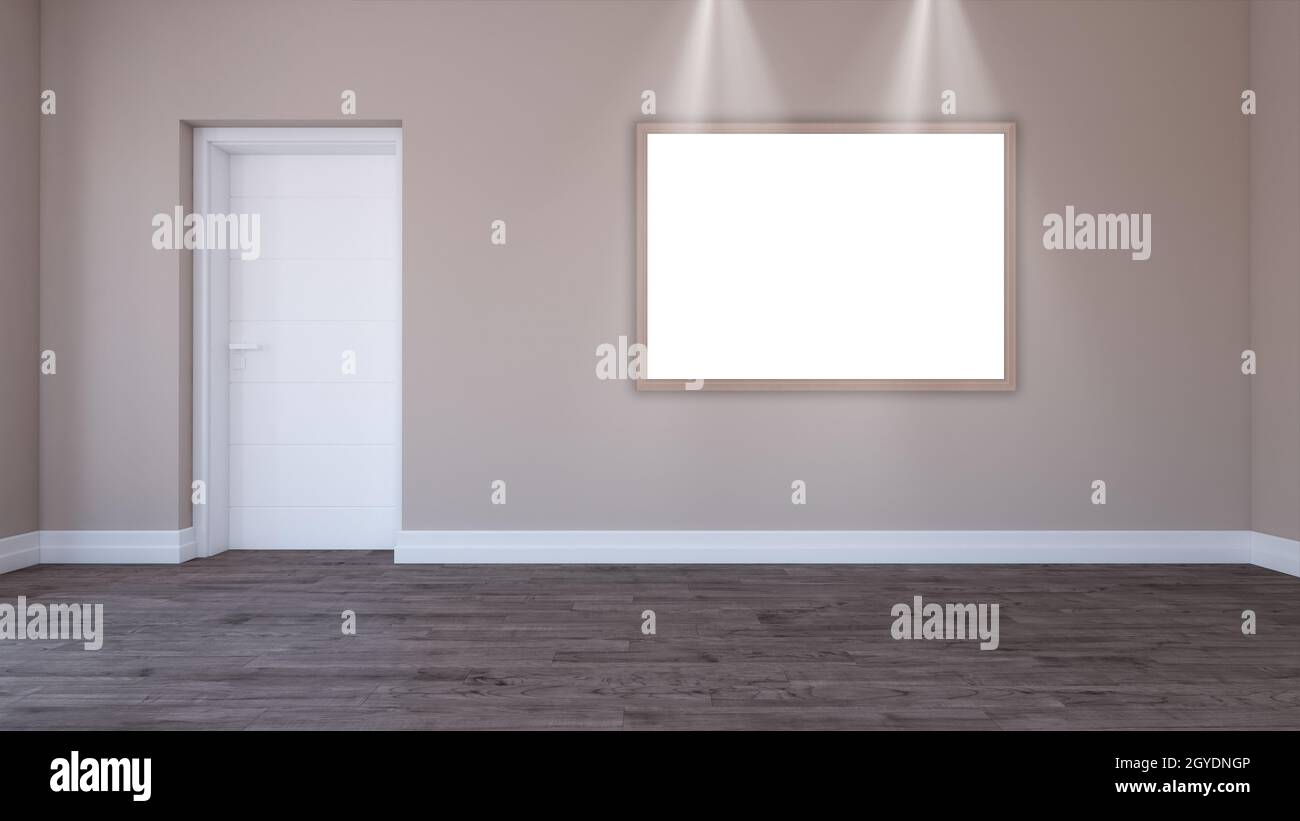 3D render of a blank picture frame in an empty room Stock Photo - Alamy