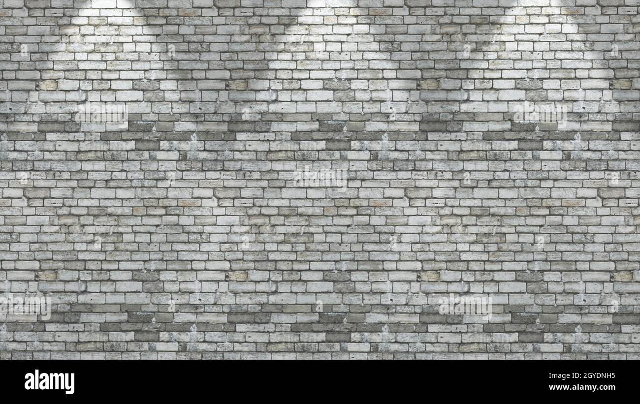 3D render of a brick wall with three spotlights shining down Stock ...