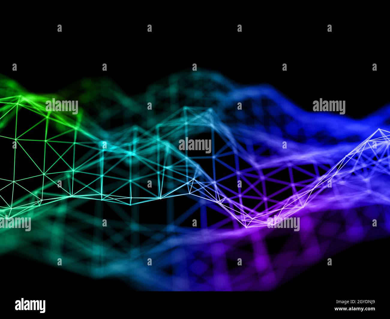 3D render of a colourful network communications background with low ...