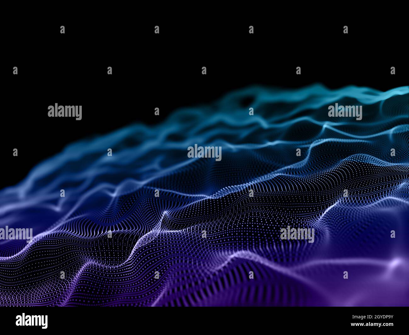 3D render of a flowing particles design - network communications ...