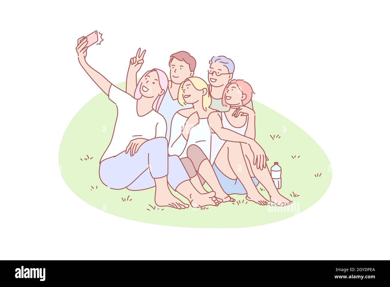 Selfie, friend, gathering, joy, rest, concept. Resting mates gathering ...