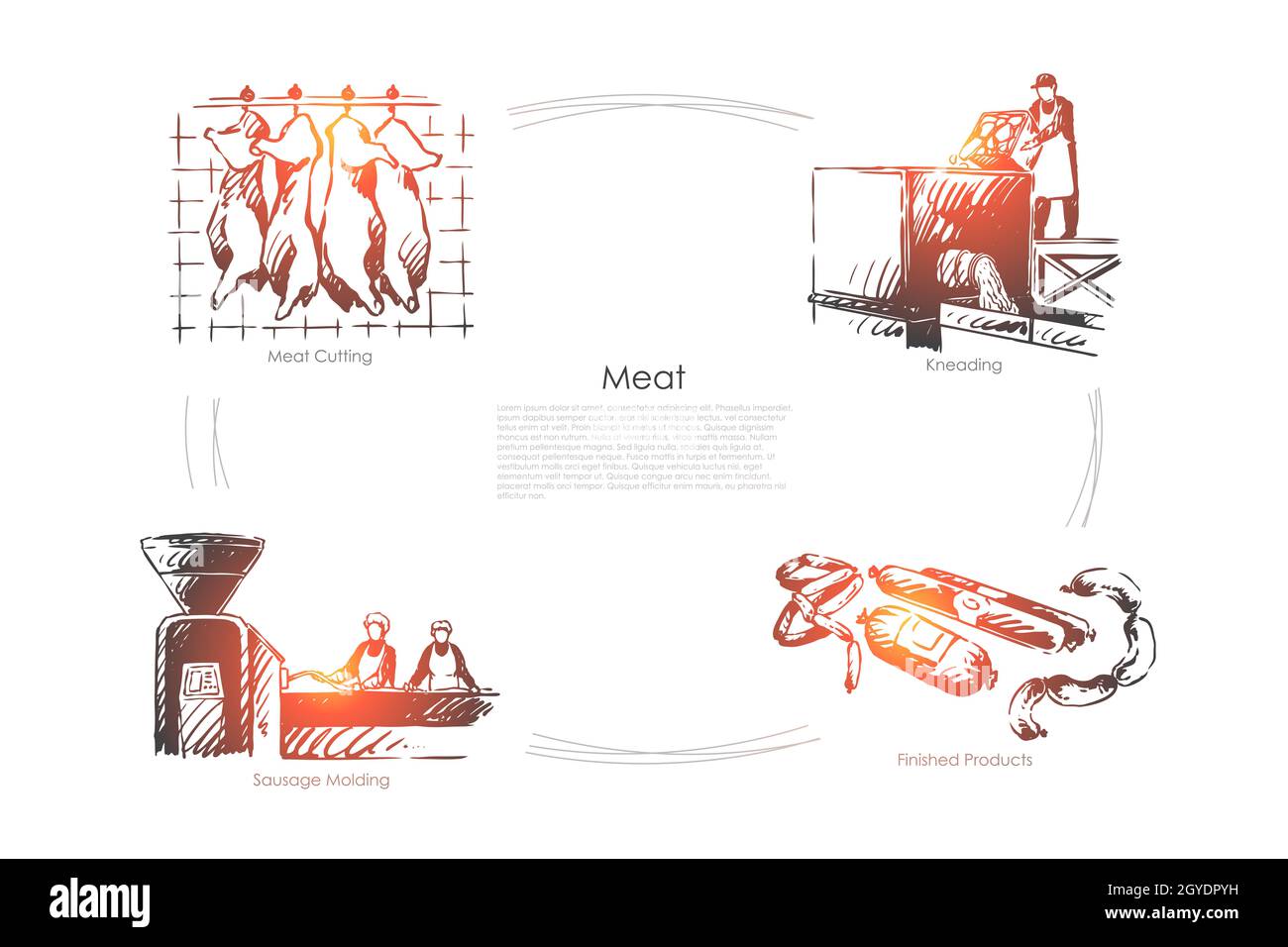 Butcher shop sketch poster Cut Out Stock Images & Pictures - Alamy