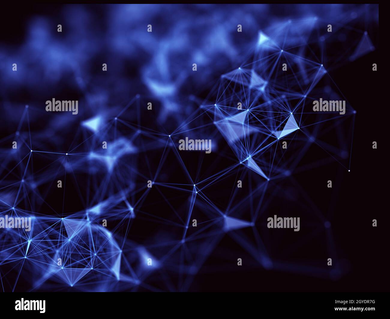 3D render of a low poly plexus background with networking connections, futuristic scientific ...