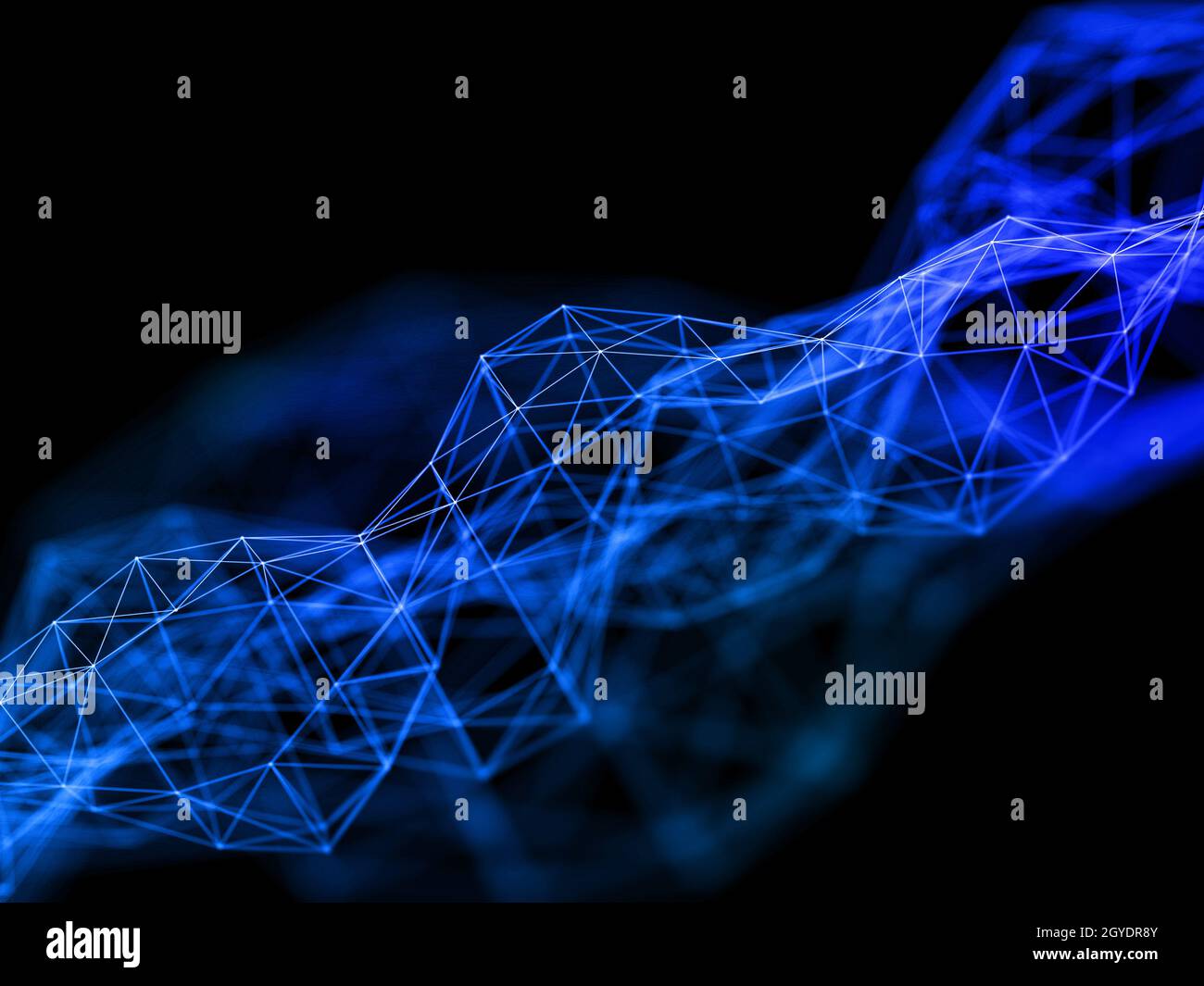 3D render of a low poly plexus design with network communications ...