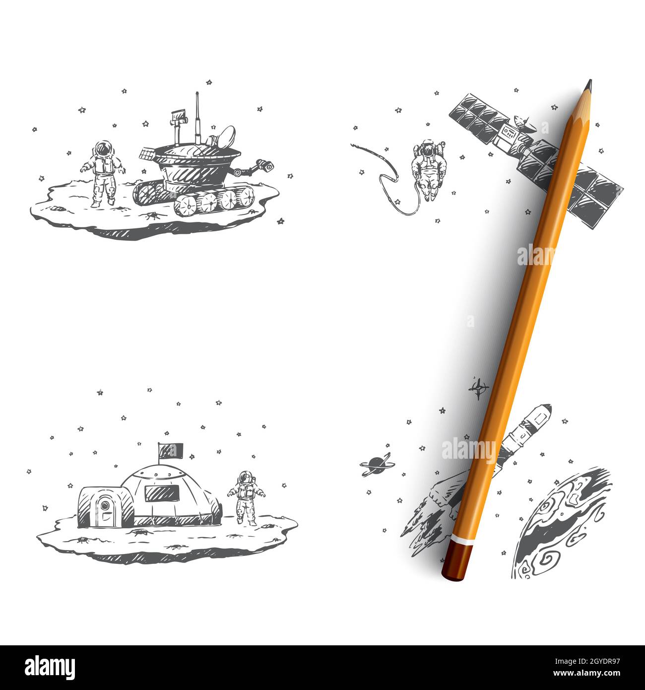 Astronaut - study of surface, orbital station, space journey ...