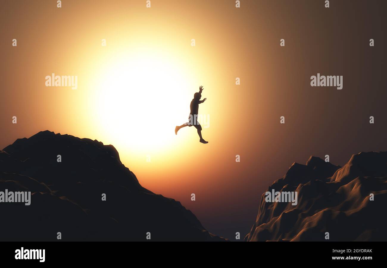 Man jumping from a rock hi-res stock photography and images - Alamy