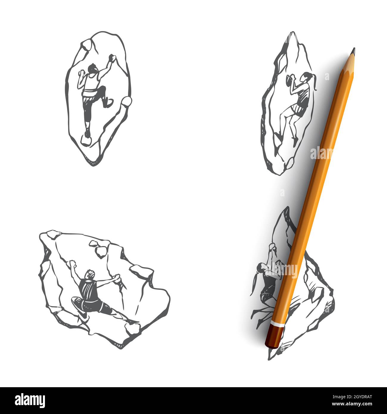 Climbing wall - men and women climbing up artificial wall vector ...
