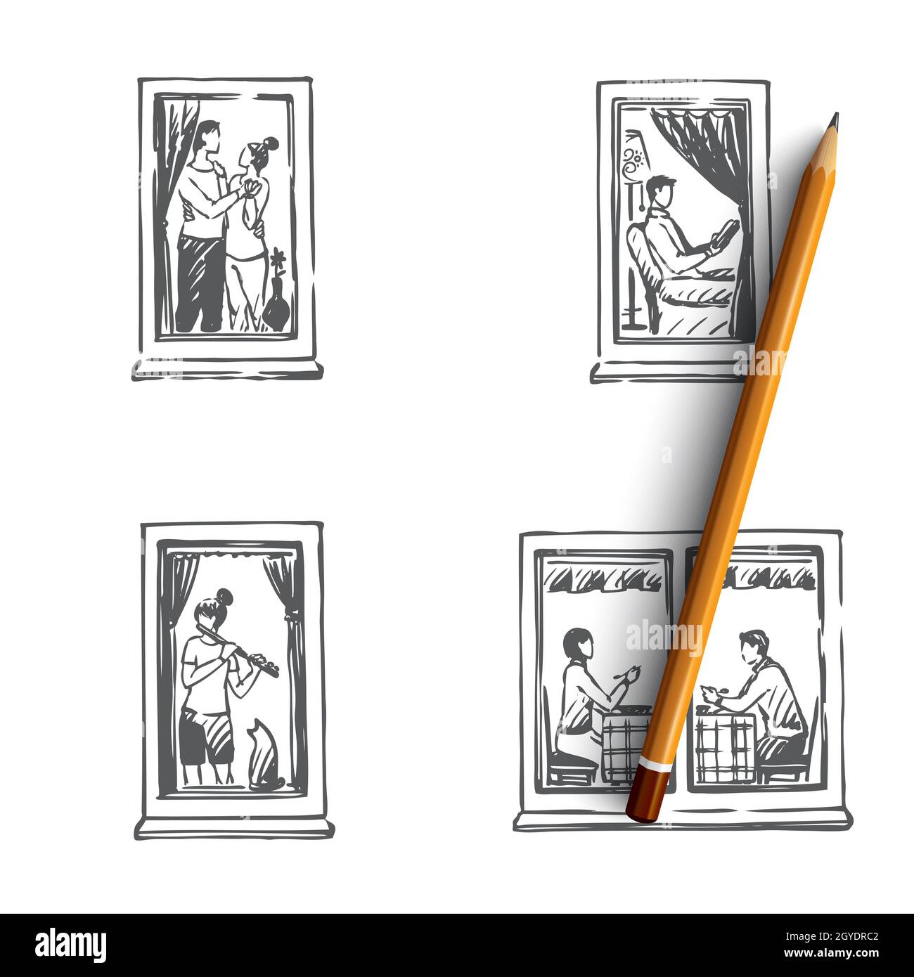 Couple dancing by window Cut Out Stock Images & Pictures - Alamy