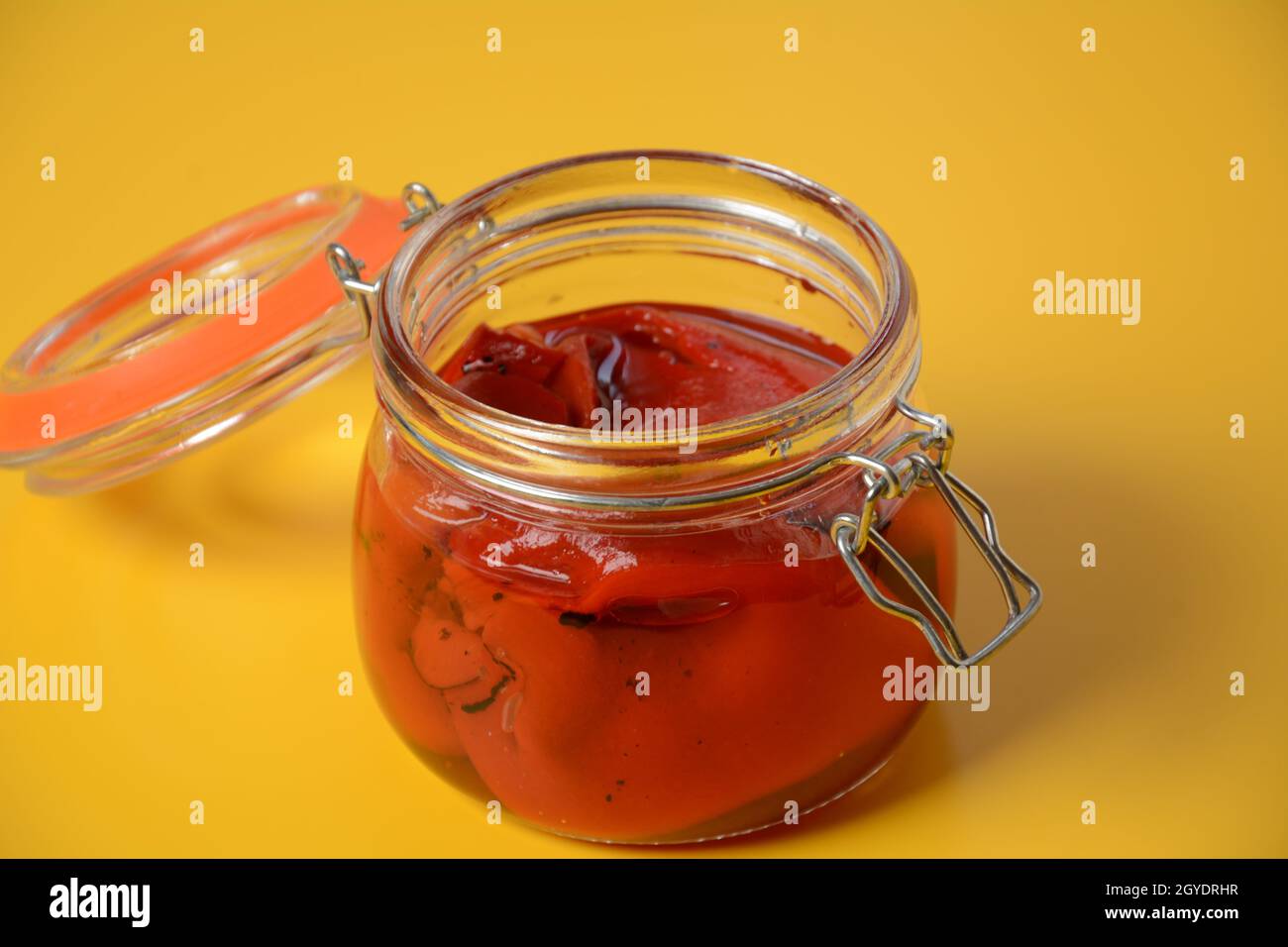 Delicious sweet red pepper pickles. Preserved, marinated red sweet ...