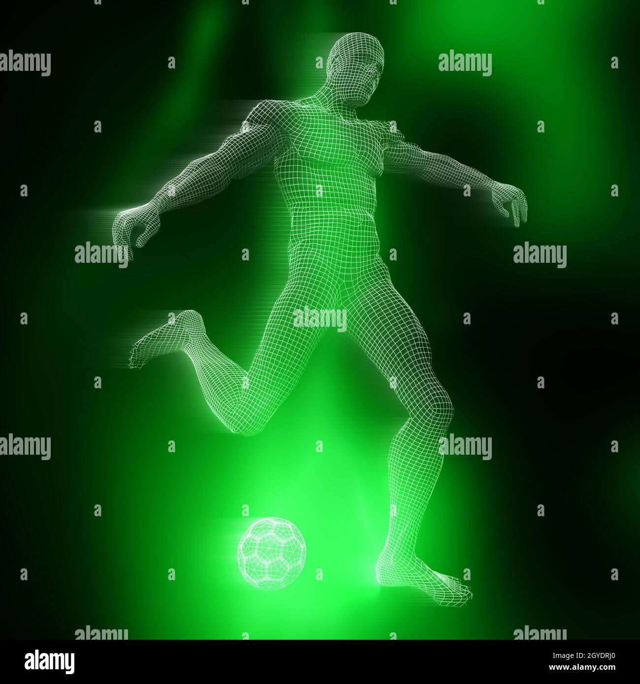 3D render of a male footballer figure with wireframe design Stock Photo ...
