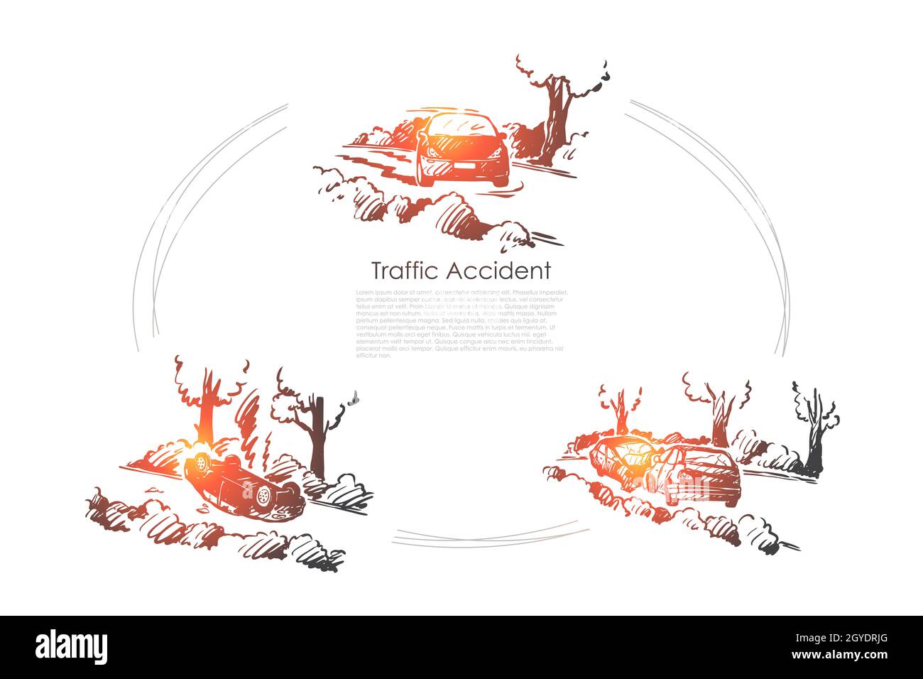 Traffic accident - broken cars at traffic accidents on road outdoors ...