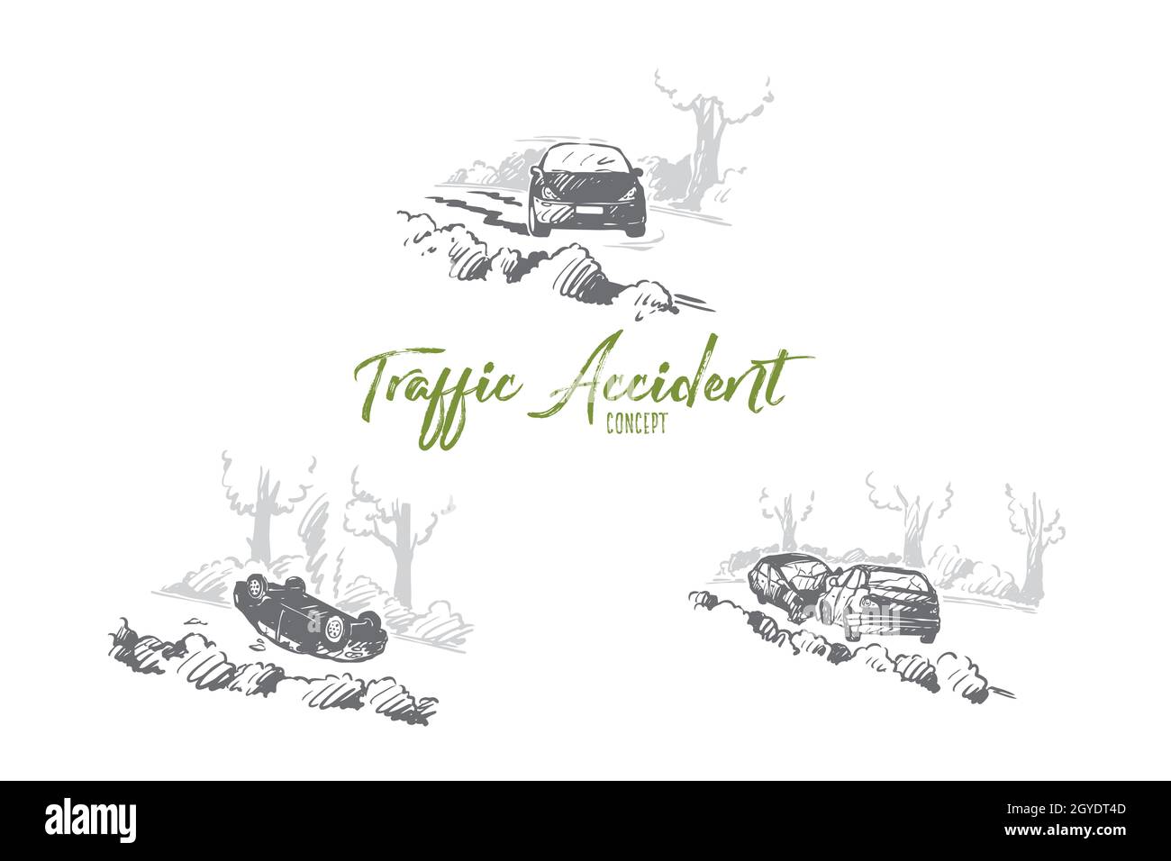 Traffic accident - broken cars at traffic accidents on road outdoors ...