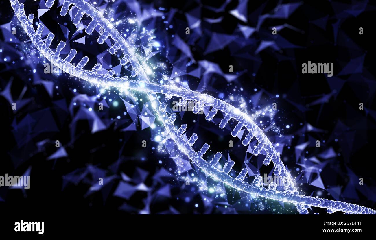 3D render of a medical background with DNA strand on a low poly design ...