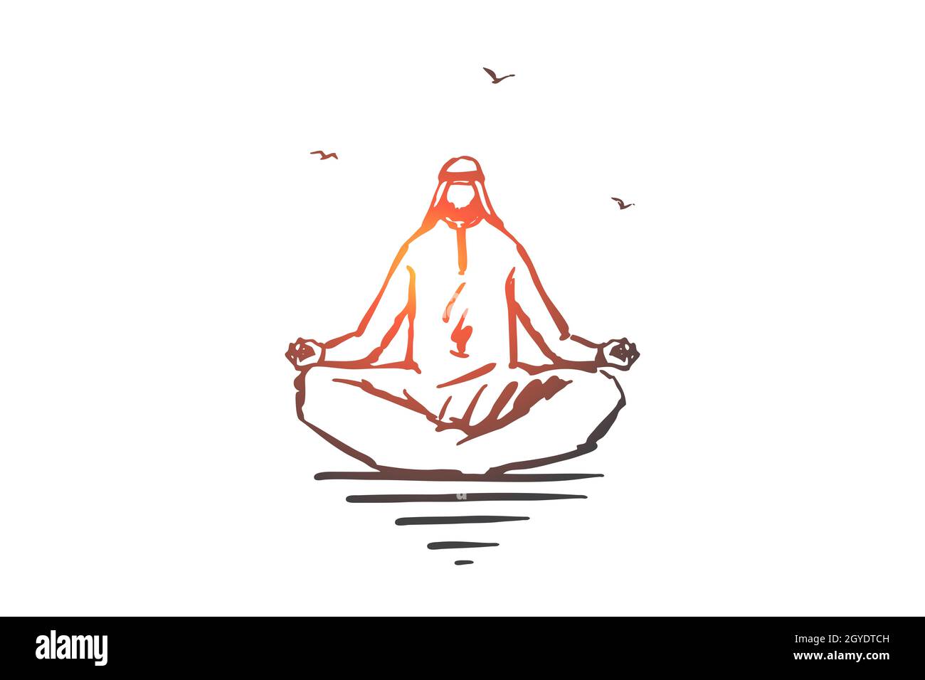 Concentration, yoga, meditation concept sketch. Healthy lifestyle ...