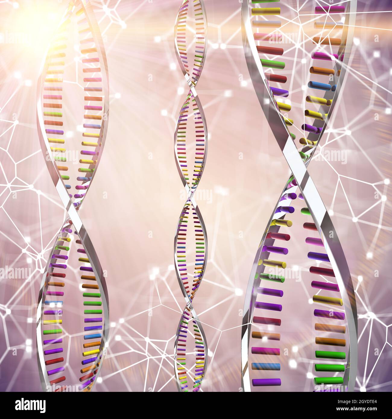 3D render of a medical background with DNA strands on low poly design ...