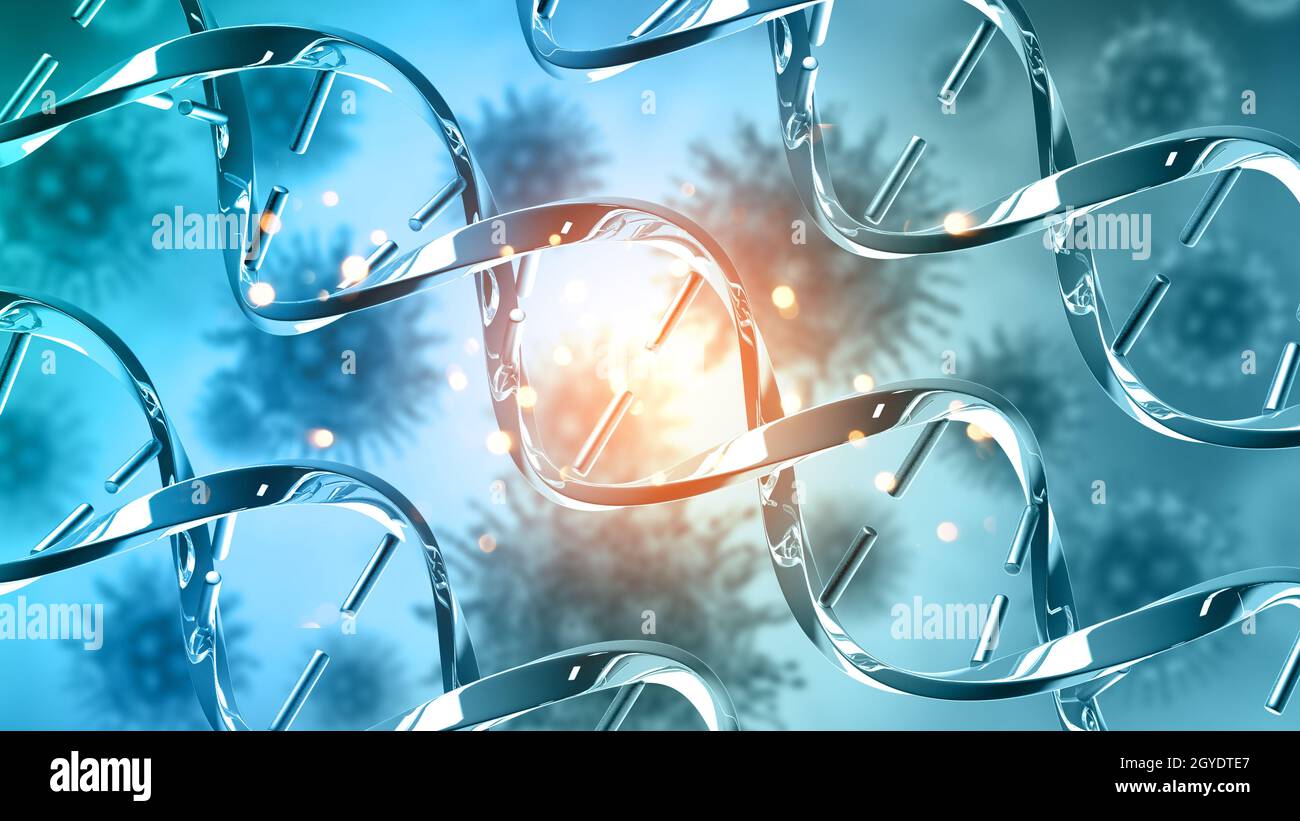 3D render of a medical background with abstract DNA strands Stock Photo ...