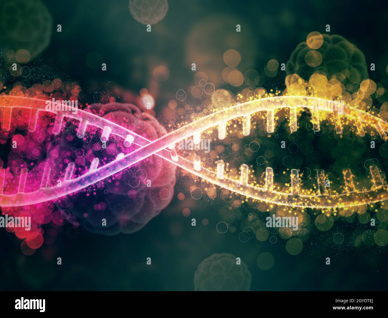 3D render of a medical background with abstract DNA strands and ...