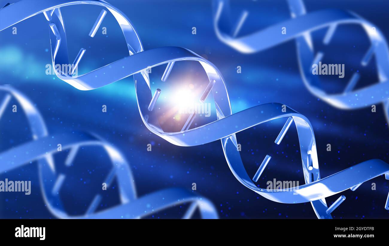 3D render of a medical background with abstract DNA strands Stock Photo ...