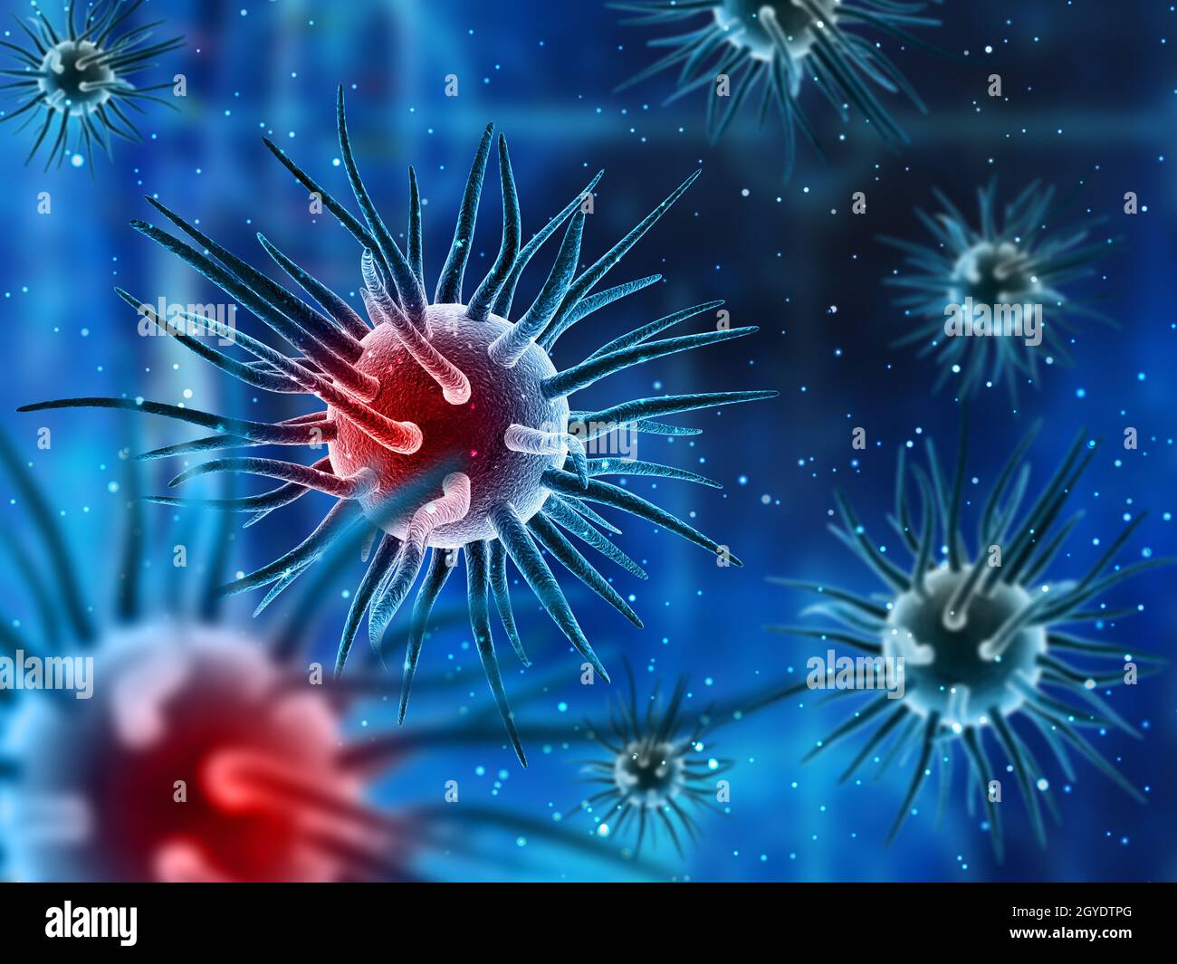 3D render of a medical background with abstract virus cells and ...