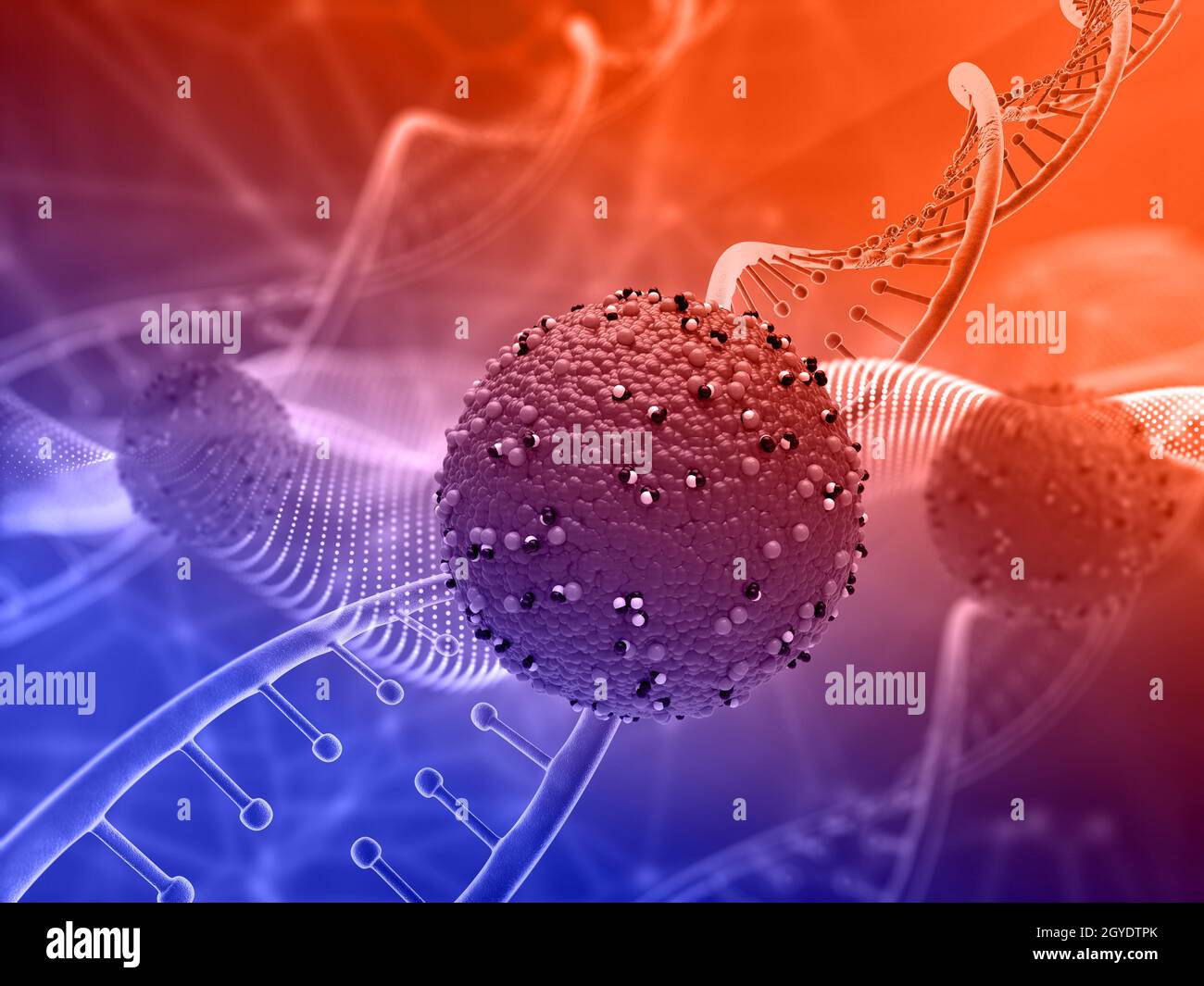 3D render of a medical background with abstract virus cells and DNA ...
